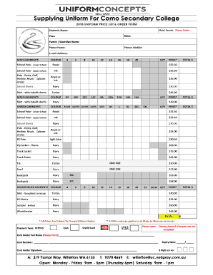 Fillable Online como wa edu Supplying Uniform For Como Secondary ...