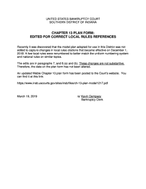 Fillable Online CHAPTER 13 PLAN FORM: EDITED FOR CORRECT LOCAL Fax ...