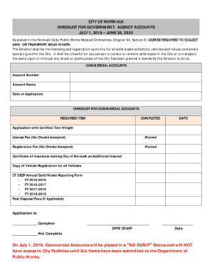 Fillable Online CHECKLIST FOR GOVERNMENT/ AGENCY ACCOUNTS Fax Email ...
