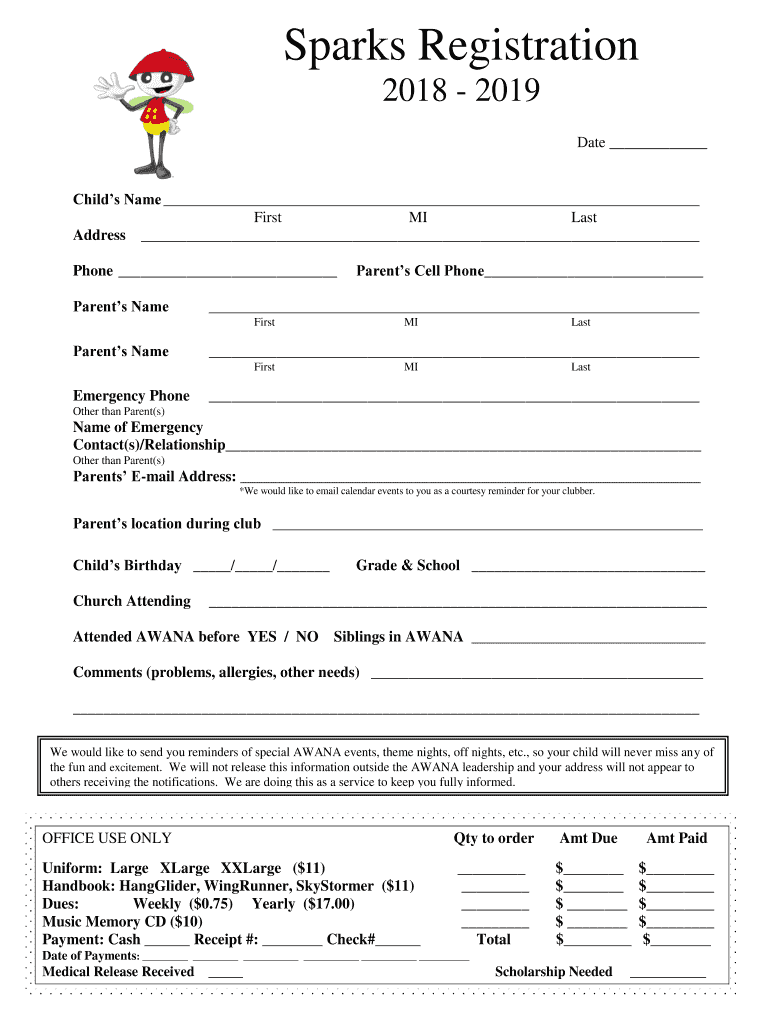 Fillable Online Sparks Registration Fax Email Print - pdfFiller