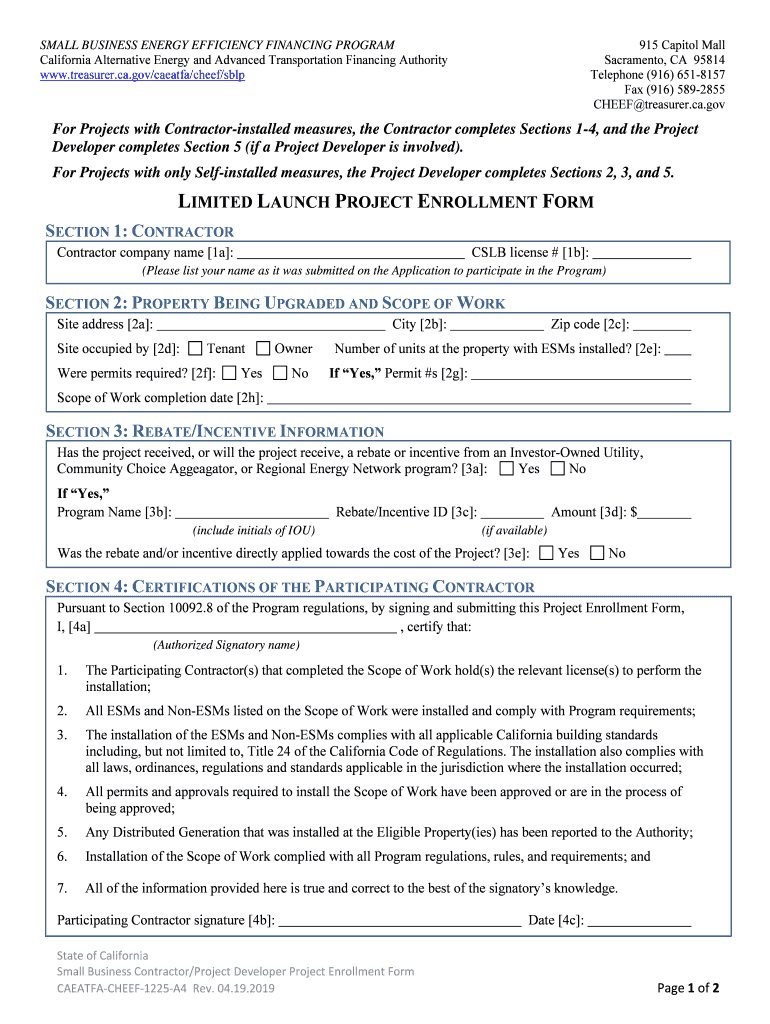 Fillable Online Limited Launch Project Enrollment Form. Limited Launch ...