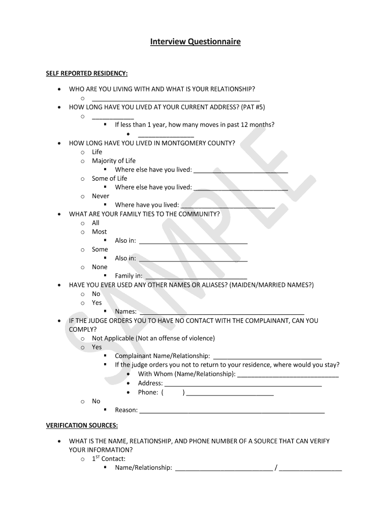 Fillable Online Sample Pretrial Interview Questions Fax Email Print ...
