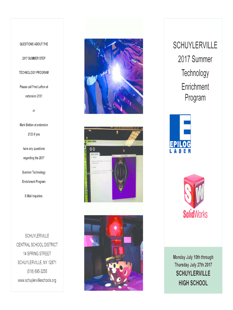 Fillable Online Summer Technology Enrichment Program 2017. Summer ...