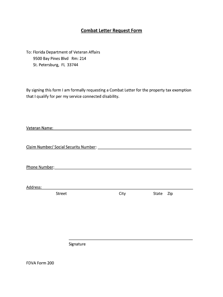 Fillable Online Combat Letter Request Form Fax Email Print - pdfFiller