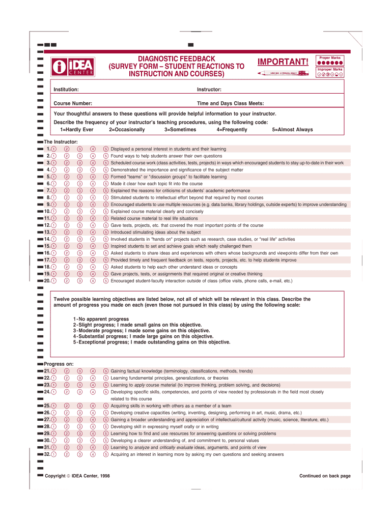 Fillable Online Sample Diagnostic Survey Form - Idea Fax Email Print ...