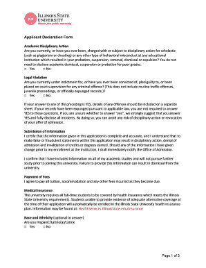 Fillable Online ISU Application Declaration Form.docx Fax Email Print ...