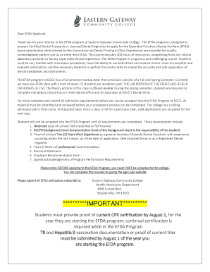 Fillable Online Expanded Functions Dental Auxiliary (EFDA) - Program ...