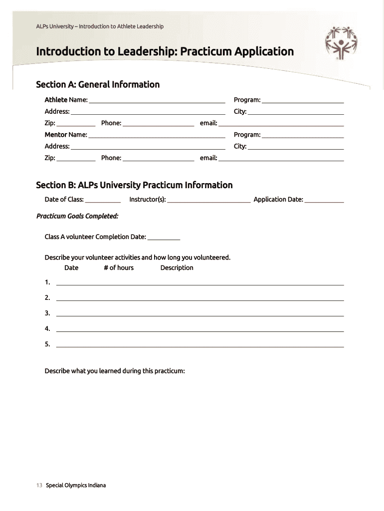 Fillable Online Introduction to Leadership: Practicum Application Fax ...