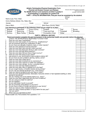 Fillable Online Athletic Participation/Physical Examination Form ...