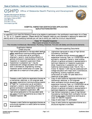 Fillable Online oshpd ca Hospital Inspection Services and Certification ...