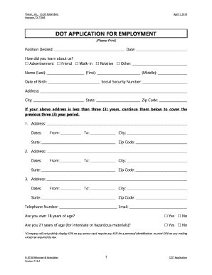 Fillable Online dot application - Three L. Inc Fax Email Print - pdfFiller