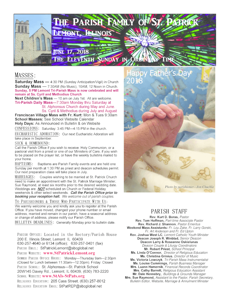 Fillable Online Weekly Mass and Devotion Schedule - St. Dominic's ...