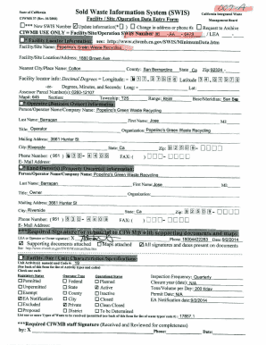 Fillable Online www2 calrecycle ca Solid Waste Information System (SWIS) Home - CalRecycle Fax ...