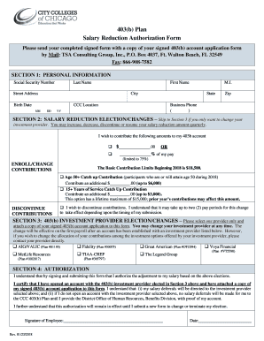 Fillable Online 2017 403(b) Plan Salary Reduction Authorization Form ...