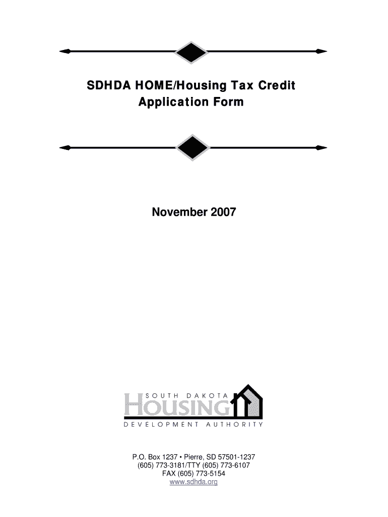 Fillable Online Housing Tax Credits - South Dakota Housing Development ...
