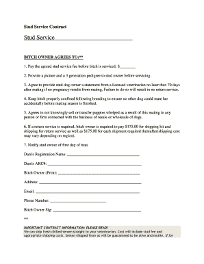 Fillable Online Stud Service Contract/Agreement - BRIAR HILL LABRADORS ...