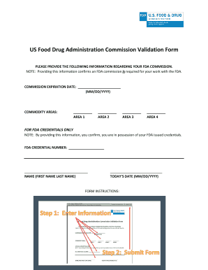 Fillable Online US Food Drug Administration Commission Validation Form ...