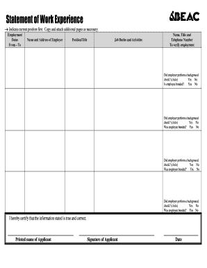 Fillable Online na theiia Statement of Work Experience Fax Email Print ...