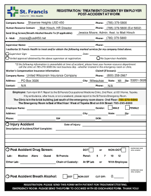 Fillable Online Injury Accident Post Accident Drug Screen: Post ...