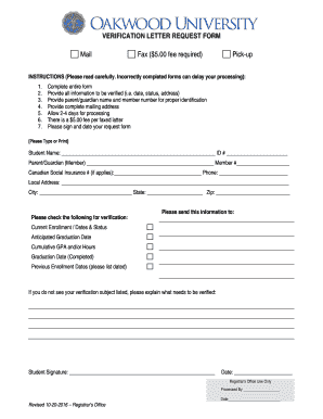 Fillable Online OU Verification Letter Request Form Fax Email Print ...