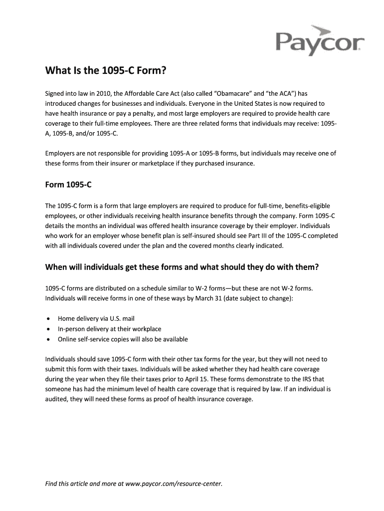 Fillable Online What is Form 1095-C: Employer-Provided Health Insurance ...