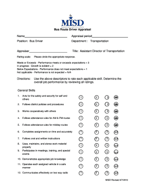 Fillable Online Sample Bus Driver Appraisal Form Fax Email Print ...