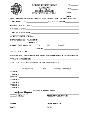 Fillable Online Taxi Cab License Application Fax Email Print - pdfFiller