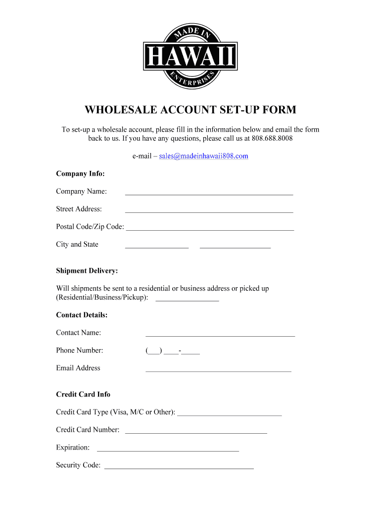 Fillable Online wholesale account set-up form - wholesale, Mega Group NYC New ... Fax Email ...