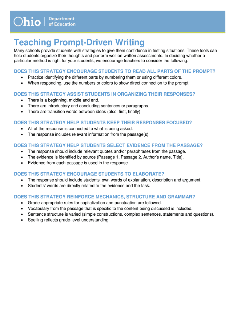 Fillable Online Teaching Prompt-Driven Writing Fax Email Print - pdfFiller