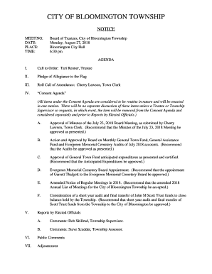 Fillable Online Call to Order: Tari Renner, Trustee Fax Email Print ...