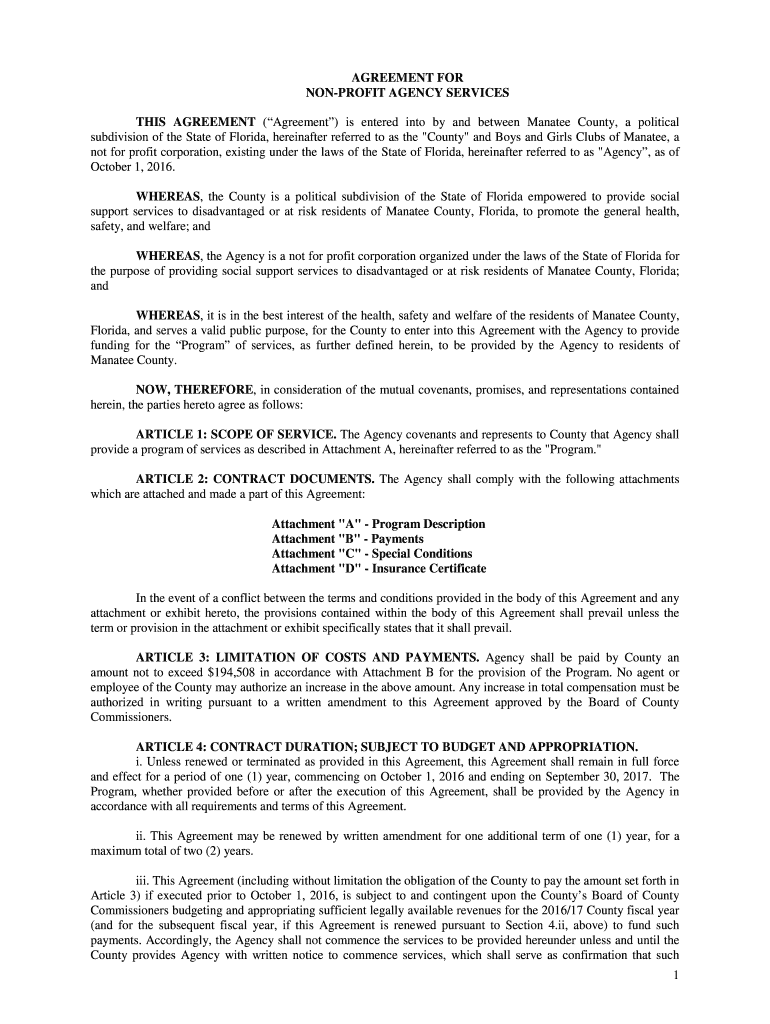 Fillable Online (Agreement) is entered into by and between Manatee County, a polit Fax Email ...