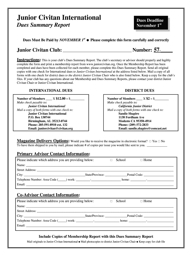 Fillable Online Dues Summary Report Fax Email Print - pdfFiller