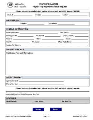 Fillable Online Office of the State Treasurer - Payroll Stop Payment ...