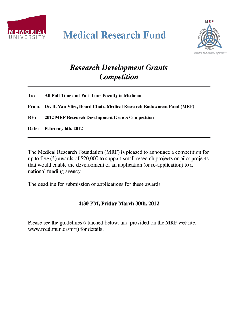 Fillable Online Medical Research Fund - med.mun.ca Fax Email Print ...