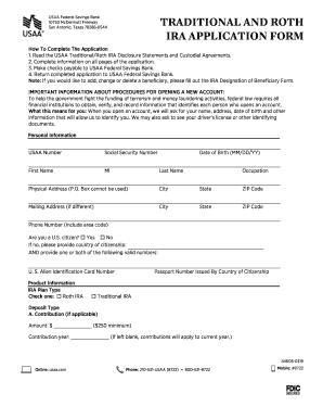 Fillable Online USAA Traditional / Roth IRA Disclosure Statements and ...