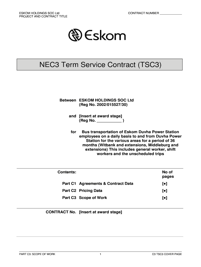 Fillable Online NEC3 Term Service Contract (TSC3) - National Treasury ...