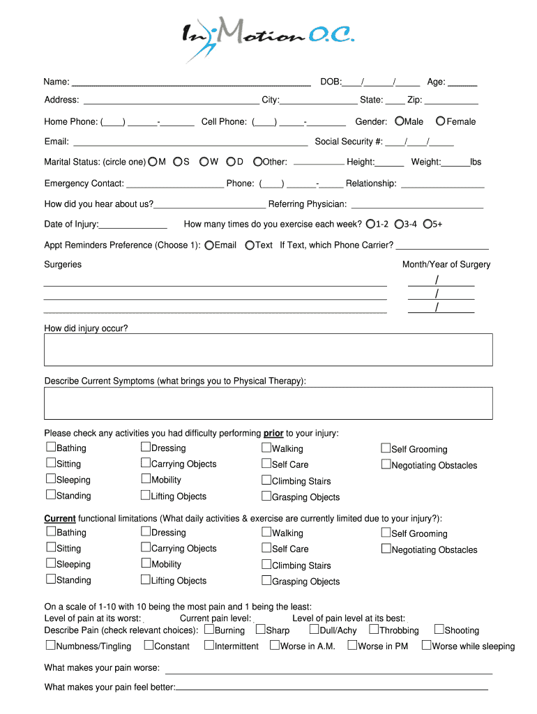 Fillable Online Patient Demographics and Insurance Information Age DOB ... Fax Email Print ...