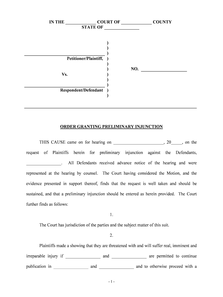 Injunction Order Fill Online Printable Fillable Blank PdfFiller