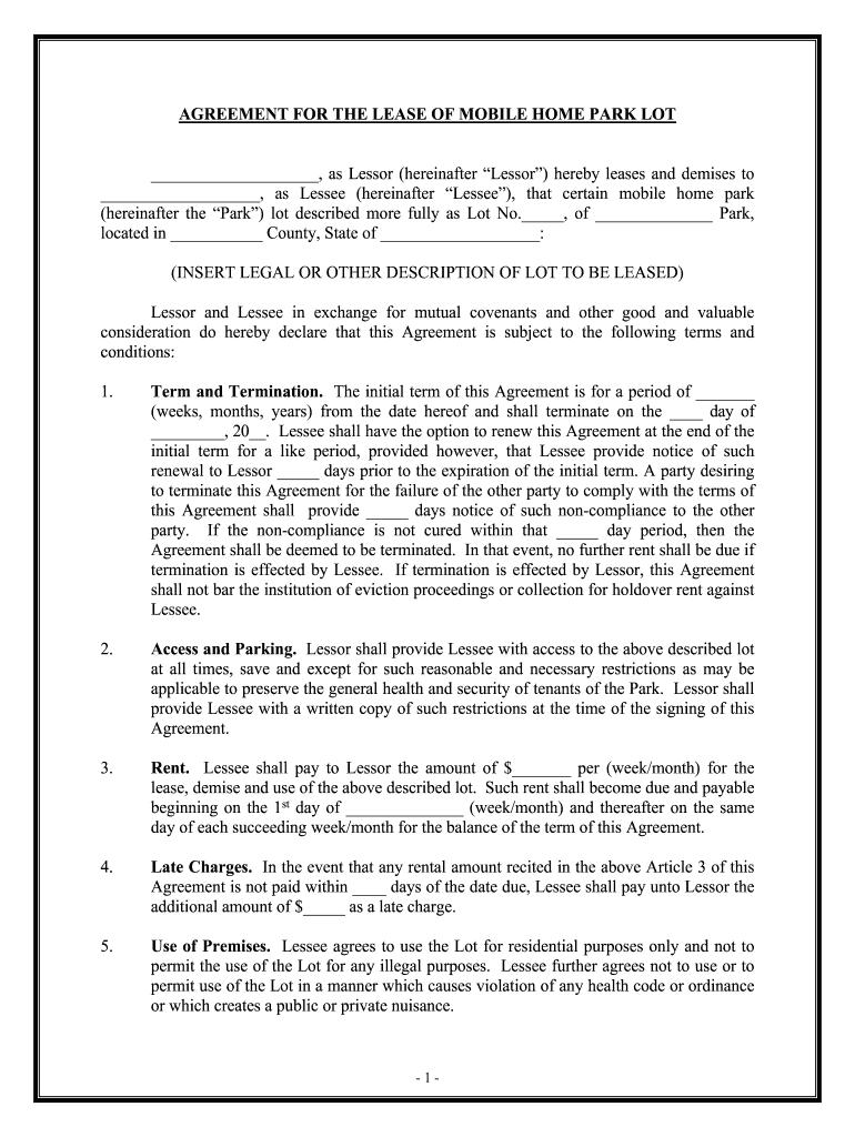 Mobile Home Rental Agreement Texas Fill Online Printable Fillable