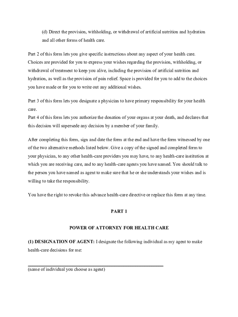 Advance Care Directive Fill Online Printable Fillable Blank 