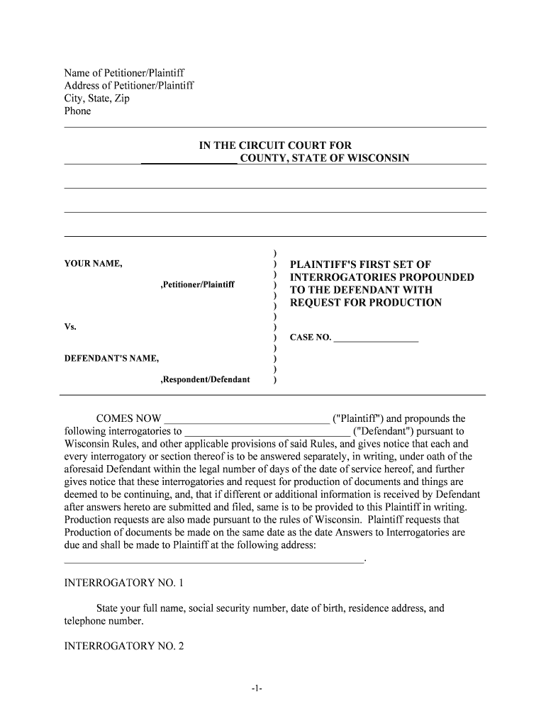 Interrogatories Fill Online Printable Fillable Blank PdfFiller