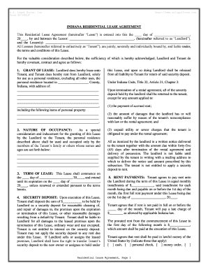 Fillable Online Indiana Residential Rental Lease Agreement Fax Email ...