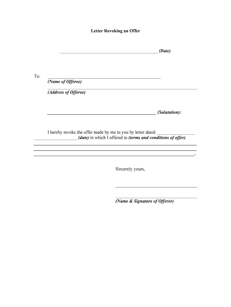 Revoking Offer Fill Online Printable Fillable Blank PdfFiller