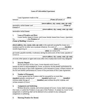 Lease Apartment Form - Fill Online, Printable, Fillable, Blank | pdfFiller