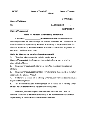 Supervised Visitation - Fill Online, Printable, Fillable, Blank | pdfFiller