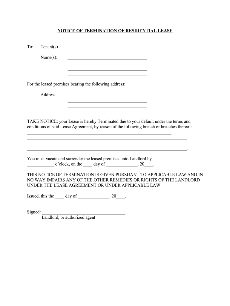 Notice Form Tenant Fill Online Printable Fillable Blank PdfFiller