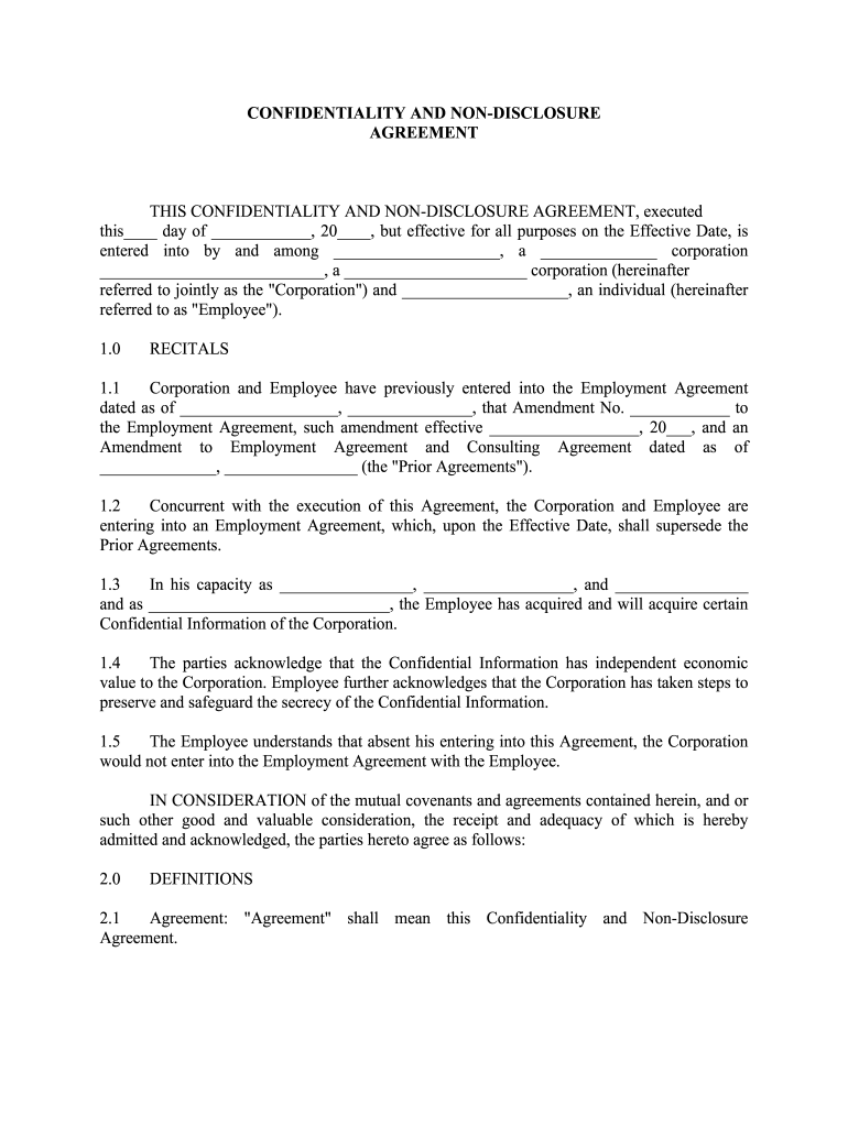 Fillable Online non disclosure agreement Fax Email Print - pdfFiller