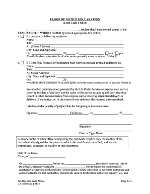 Ca Stop Work Order - Fill Online, Printable, Fillable, Blank | pdfFiller