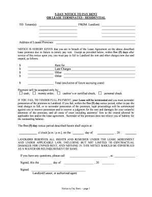 5 Day Notice - Fill Online, Printable, Fillable, Blank | pdfFiller
