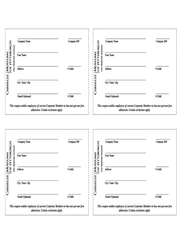 Fillable Online This coupon entitles employees of current Corporate ...